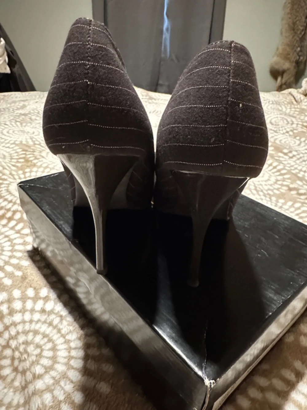 Anne Michelle | Shoes | Anne Michelle Dark Brown Pinstripe Pointed ...